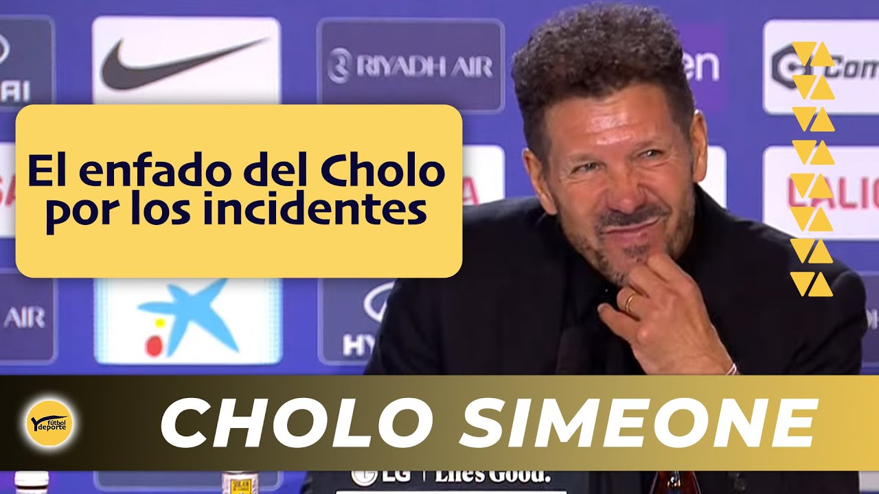 El enfado de Cholo Simeone por los incidentes en el Metropolitano - YouTube