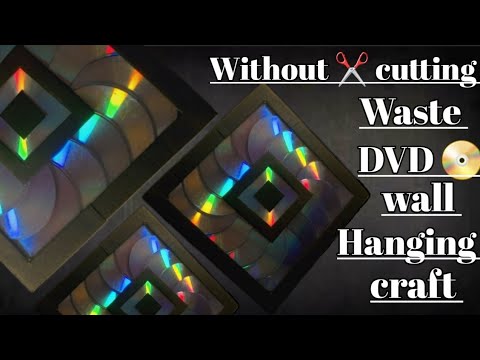 How to make wall hanging with waste Dvd 📀 without cutting | waste dvd 📀 ...