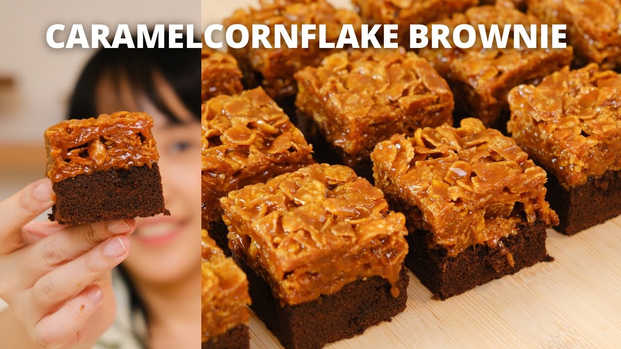 New studio! CARAMEL CORNFLAKE BROWNIE! - YouTube