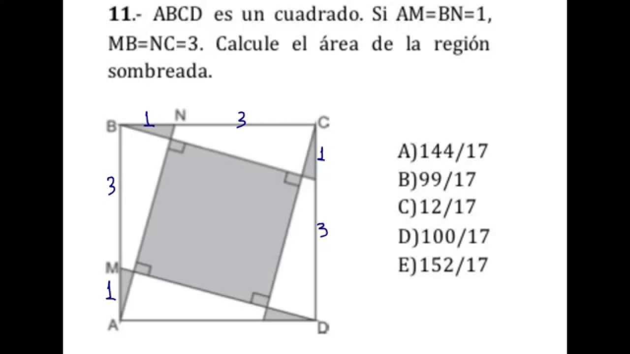 Áreas Sombreadas, área del cuadrado - YouTube
