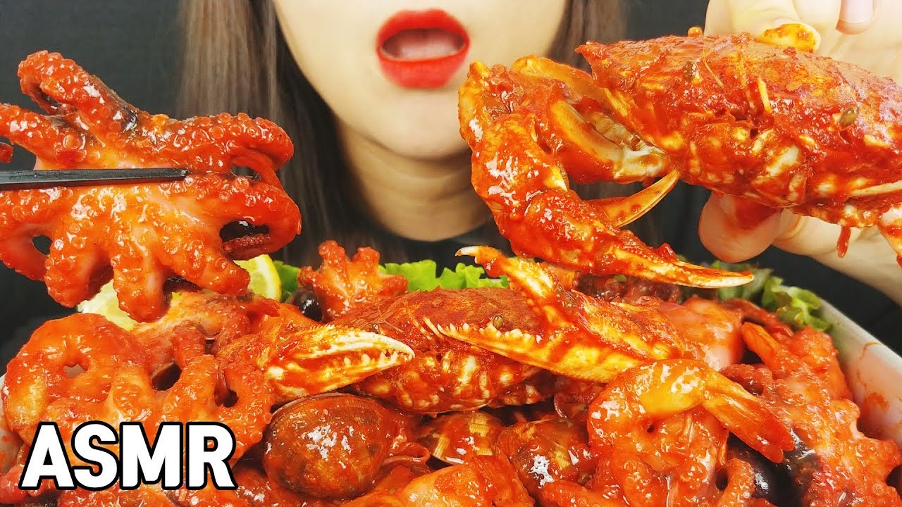 ASMR SPICY SEAFOOD CRAB, OCTOPUS, SHRIMP 크랩,새우,주꾸미 해물찜MUKBANG REAL ...