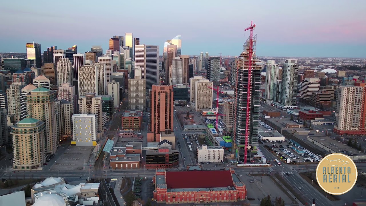 Aerial Calgary Downtown West Side 8 - YouTube