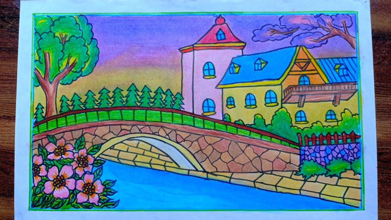 How To Draw A City Scenery Step By Step।Urban Scenery Drawing ...