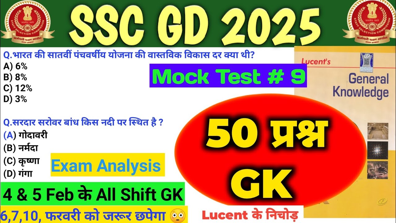 SSC GD 2025|| 4 & 5 Feb का GK All Shift|| संभावित प्रश्न SSC GD TOP 50 ...