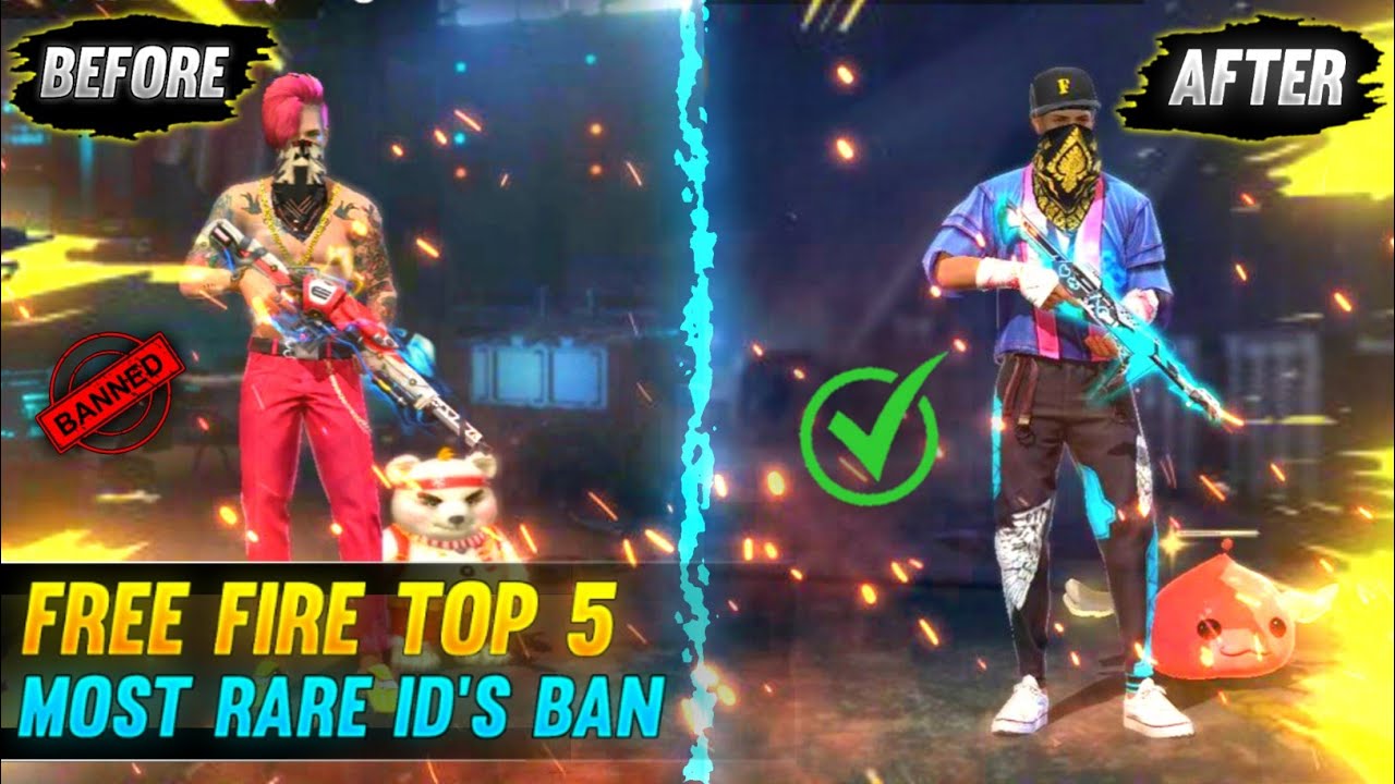 Free fire top 5 most rare ID's banned 🚫 | top 5 rare accounts free Fire ...