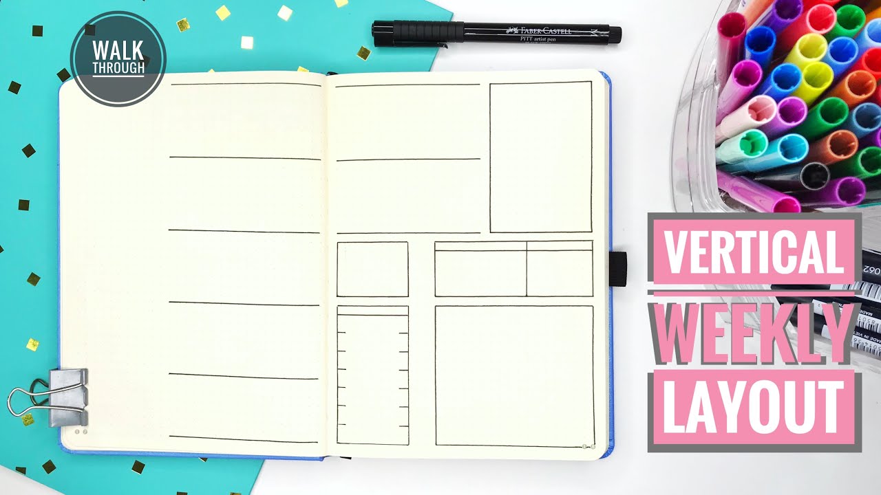 SETTING UP A VERTICAL WEEKLY LAYOUT / BULLET JOURNAL / CREATIVE - YouTube