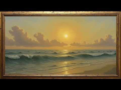 7 Hour Beach Ocean Wallpaper Background | Antique Painting TV Art Screensaver | Gold Frame Aesthetic