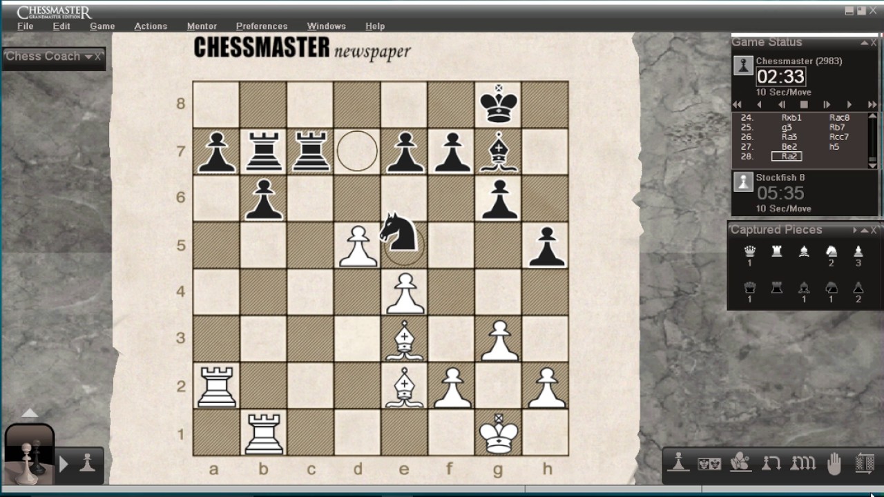 Test: Stockfish 8 vs Chessmaster (TheKing350) 2-25-2017 - YouTube