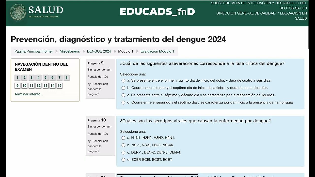 Examen modulo 1. Diagnóstico y tratamiento del dengue 2024- EDUCADS - YouTube