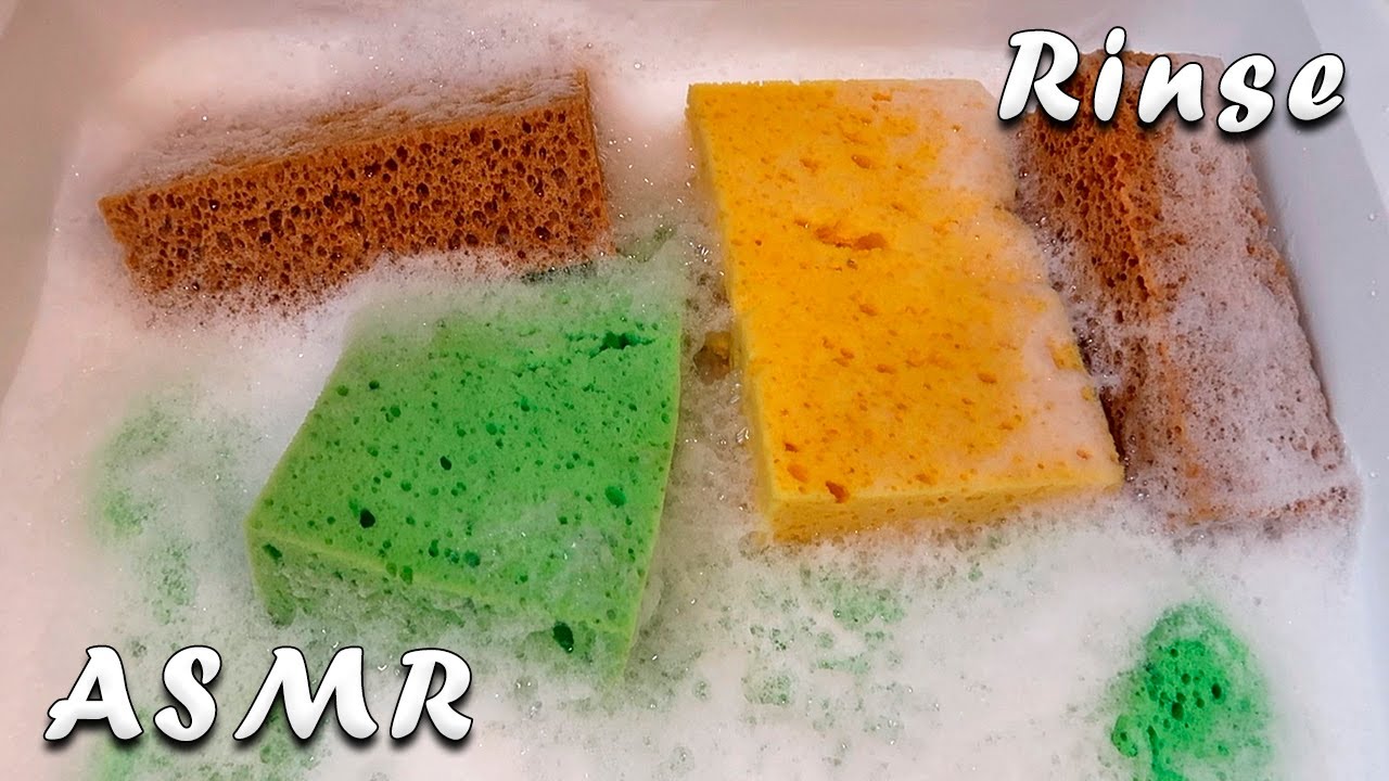 ASMR Sponge Rinsing w/ Fabric Softener 💦 Oddly Satisfying Rinse - YouTube