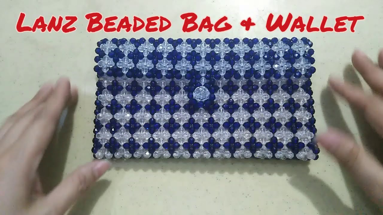 Beaded Wallet Blue and Crystal design - YouTube
