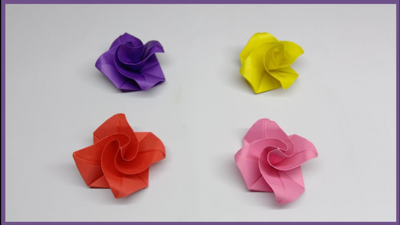 BUNGA MAWAR DARI KERTAS ORIGAMI | ORIGAMI BUNGA | EASY PAPER ROSE ...