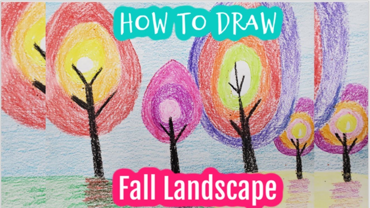 How to draw Fall Landscape - YouTube