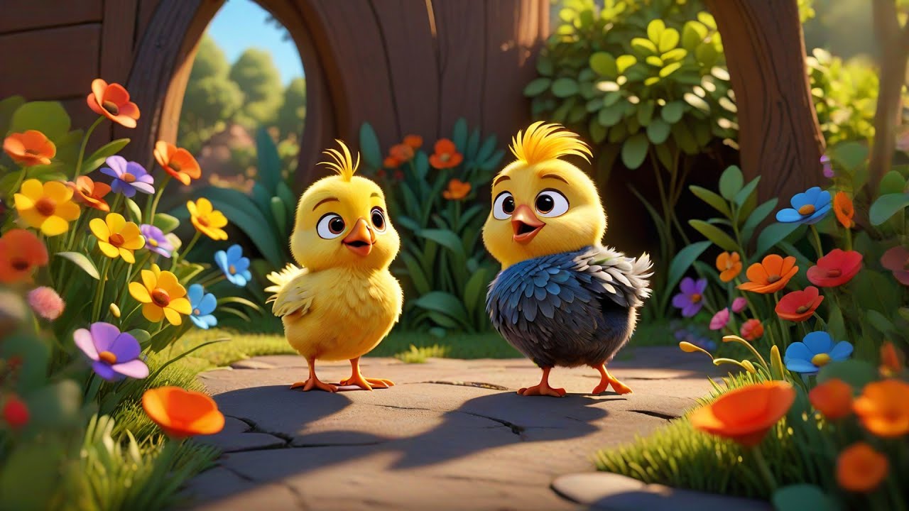 Four Chirping Chicks Build a Nest | Chick Song for Kids | Nursery ...