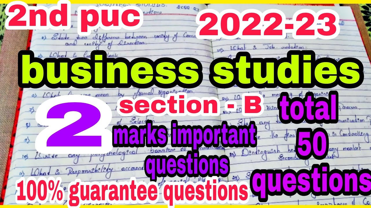 2nd puc business studies 2 marks important 50 questions for exam ...