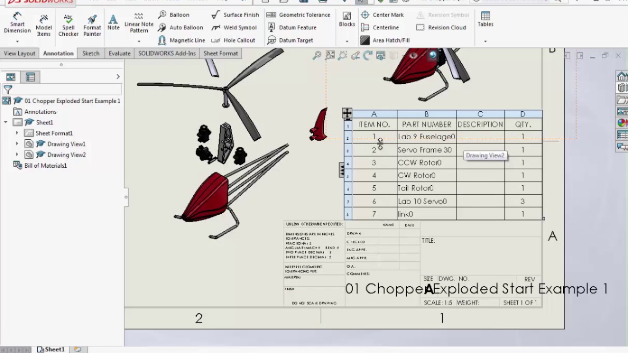 Chopper Exploded View Titleblock - YouTube