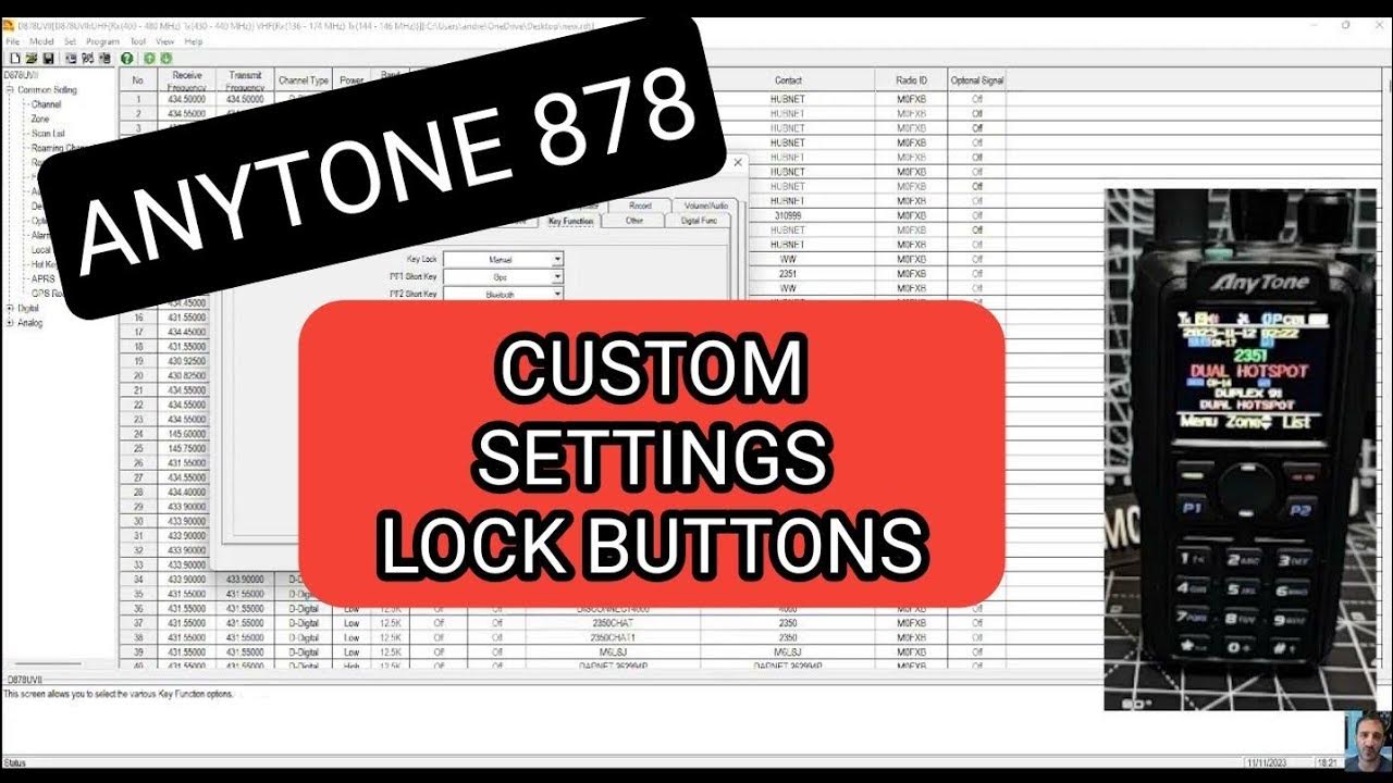 ANYTONE 878 - UNLOCK/LOCK KEY , CUSTOMISE - YouTube