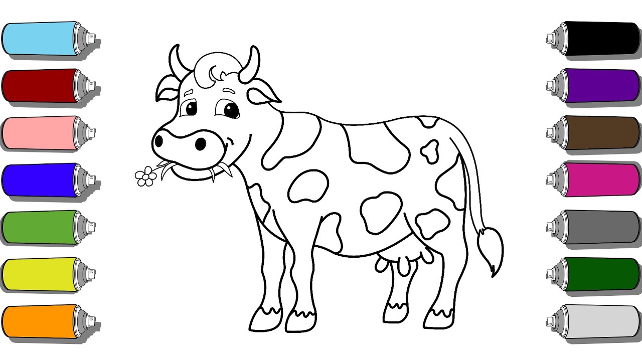 How to draw a cow step by step with a marker and decorate with spray ...