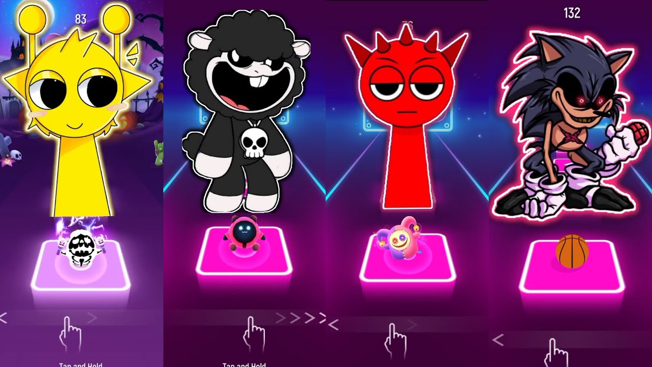 Sprunki 😈Simon, Raddy 🎭Sonic exe 😇increditBox Coffin game tiles hop ...