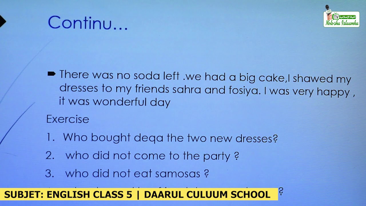 DAARUL CULUUM PRIMARY SCHOOL/ GRADE 5 /TEACHER KHADAR - YouTube