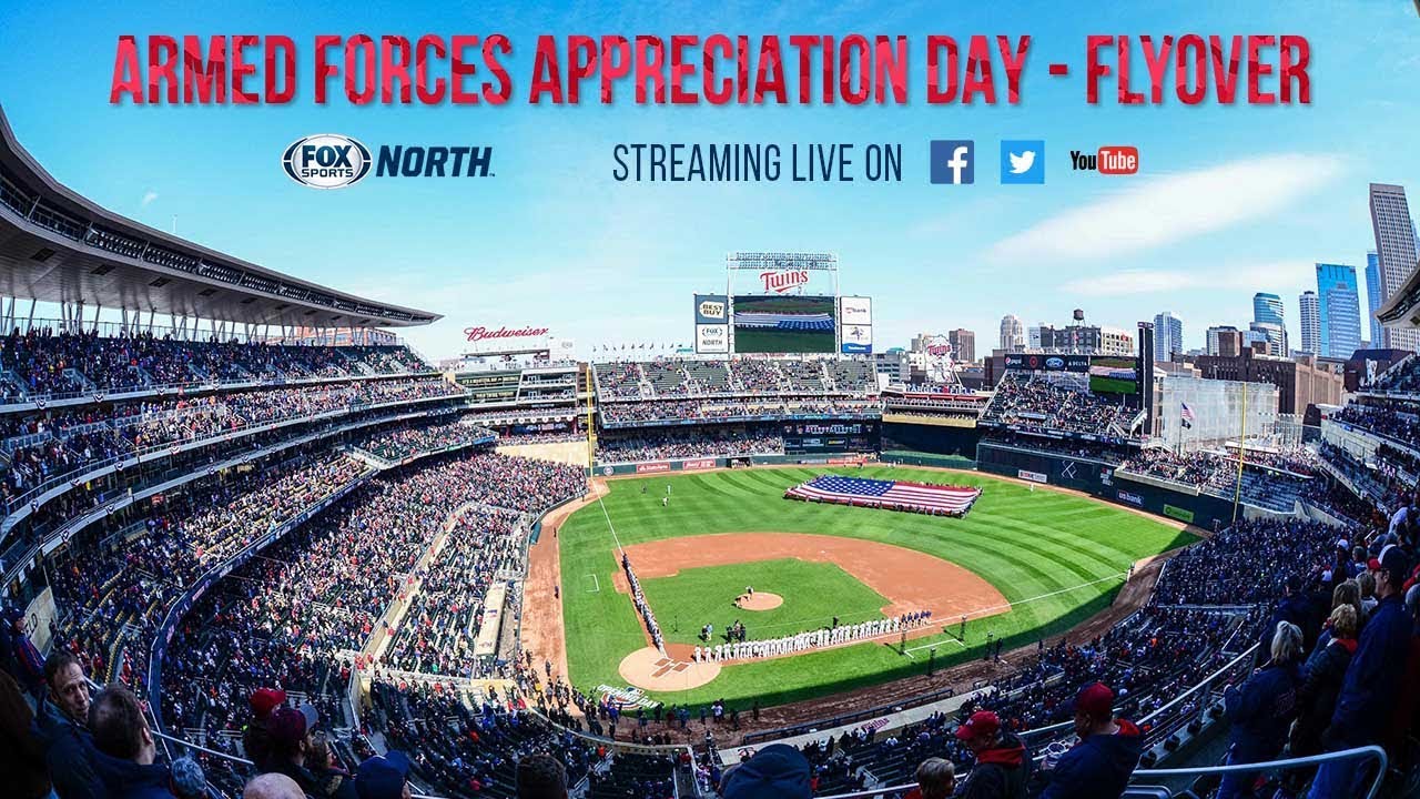 Flyover at Target Field on Armed Forces Appreciation Day - YouTube
