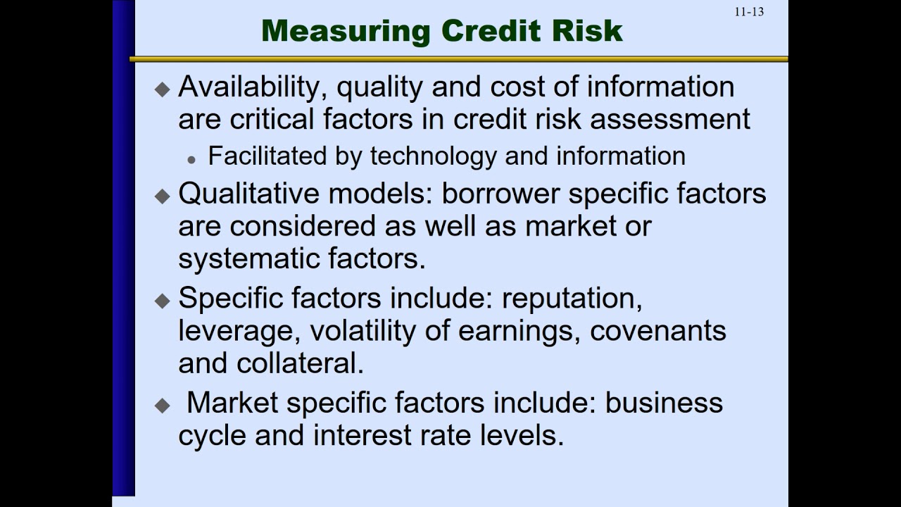 Saunders Ch #11: Credit Risk: Individual Loan Risk - YouTube