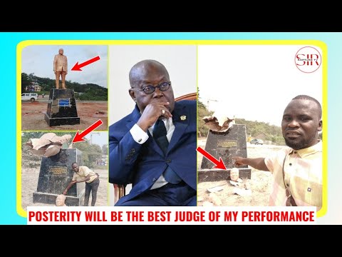 AKUFO-ADDO STATUE FINALLY DESTROYED, AFTER SEVERAL ATTEMPTS - YouTube