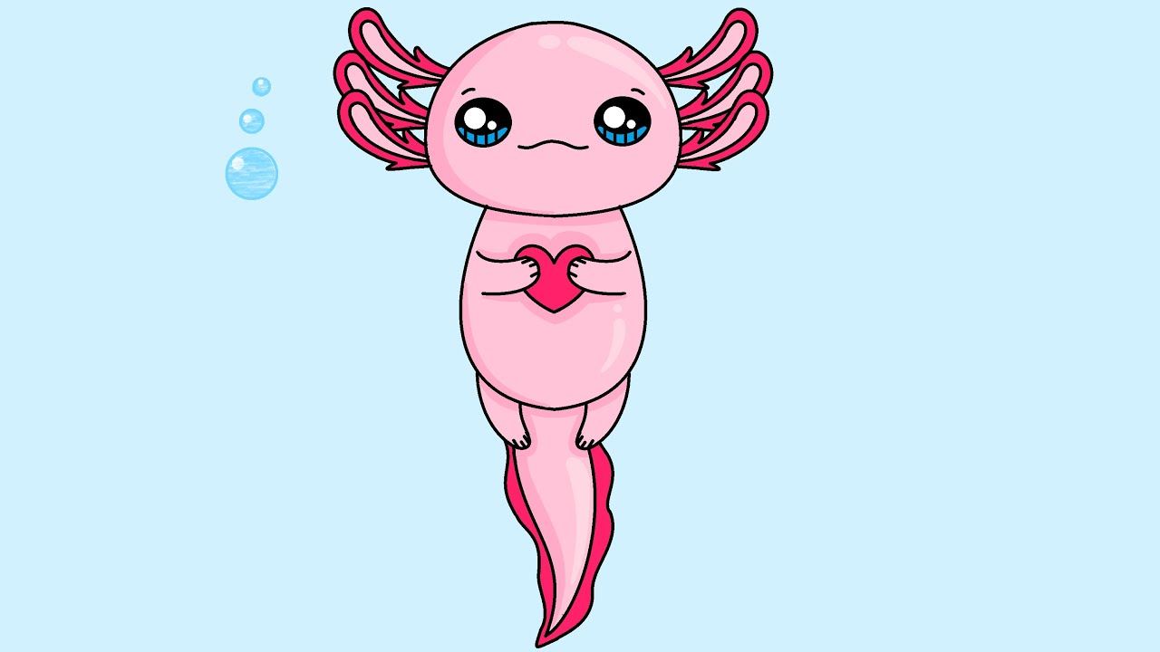 How to Draw an Axolotl Salamander Easy Cute in MS Paint | MS Paint easy ...