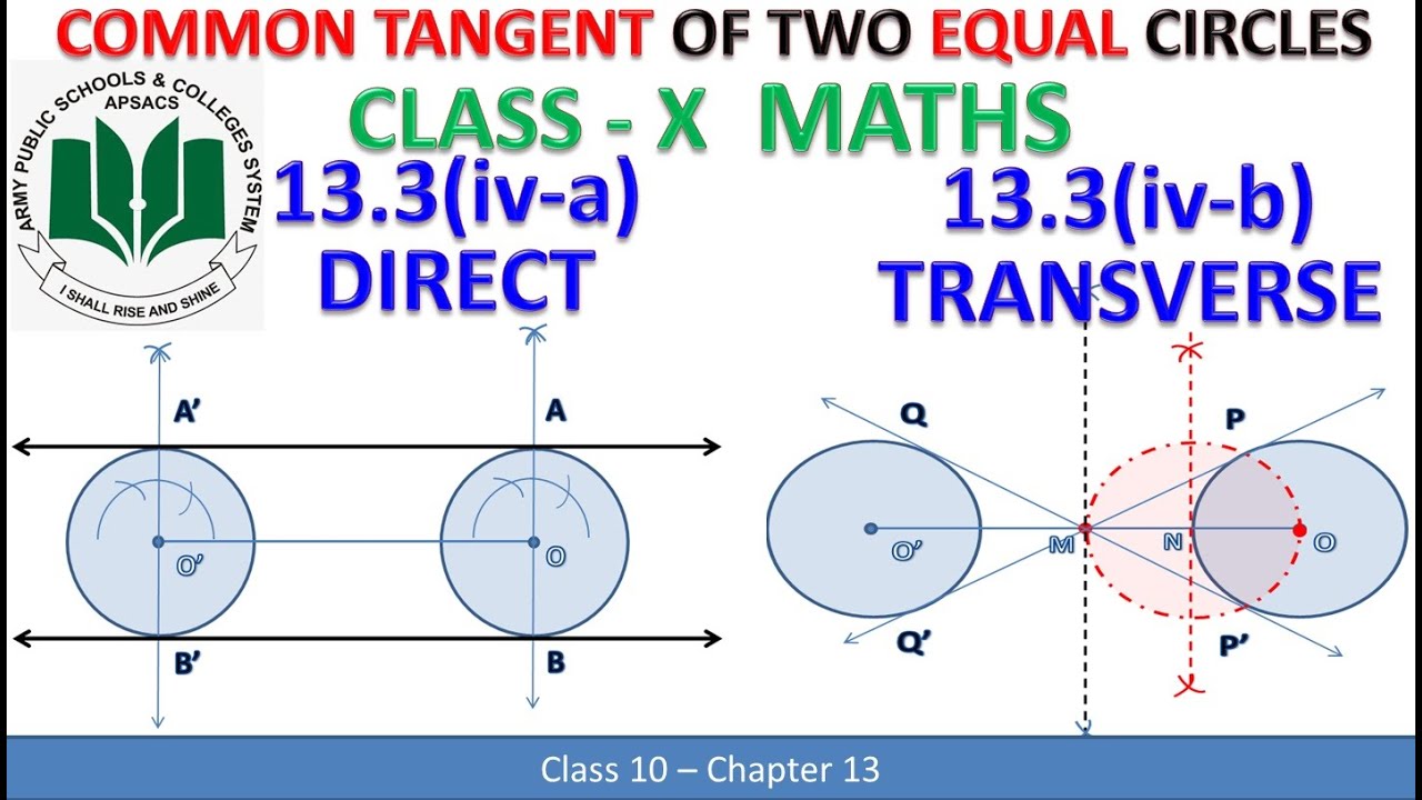 Draw Direct (or External) and Transverse (or Internal) common tangent ...