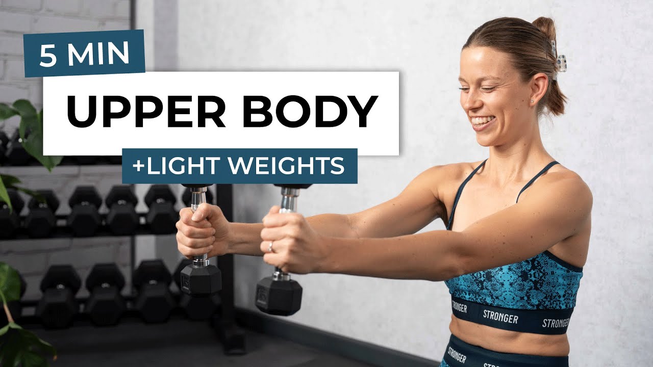 5 MIN UPPER BODY EXPRESS WORKOUT WITH LIGHT WEIGHTS | Gentle Pilates ...