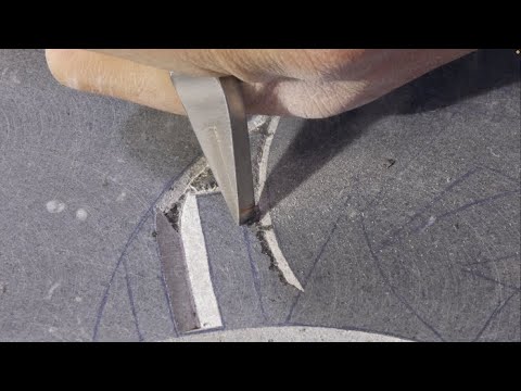 carving limestone with pneumatic hammer - YouTube