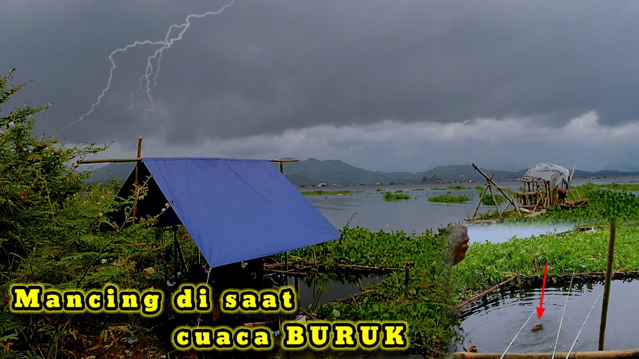 Mancing di saat cuaca EXTREME mancing pinggiran mancing Cirata terbaru..!!! - YouTube