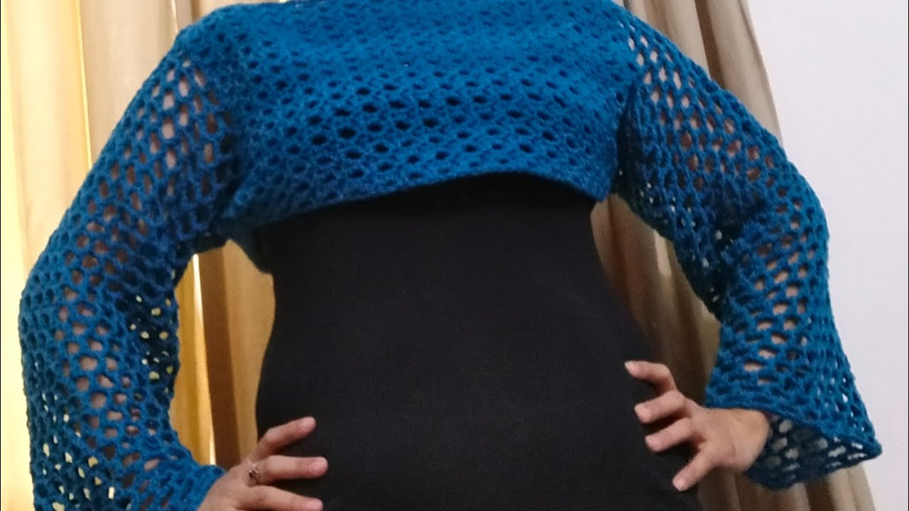 Bolero shrug with fish net sleeves l Rayduha Crochet I Subtitles in ...