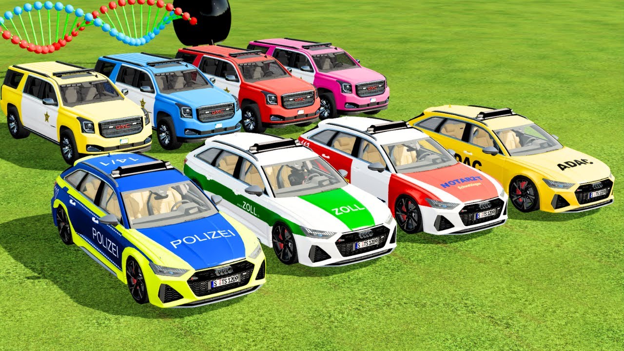 TRANSPORTING COLOR CHEVROLET, DODGE, LIZARD, VOLKSWAGEN POLICE CARS ...