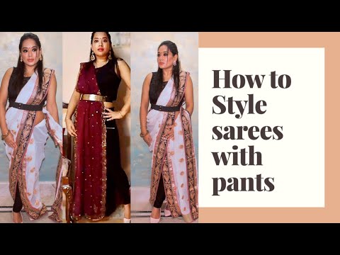 How to style your saree with Pants/Leggins in different ways/Indo-western saree drape/Sweta Das