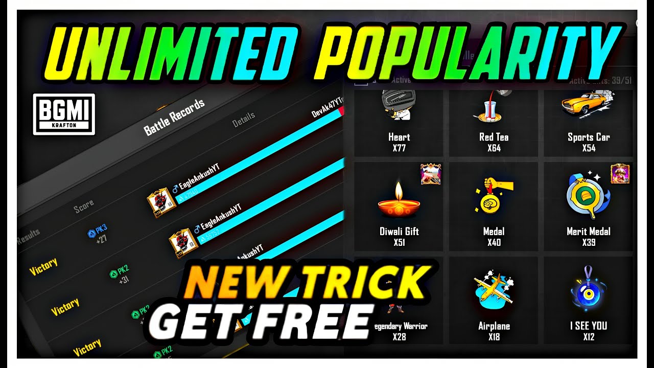 BGMI UNLIMITED POPULARITY EASY TRICK | HOW TO WIN POPULARITY BATTLE IN ...