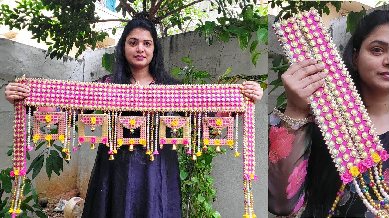 How to make Toran at home | Door Hanging Crafts | Card board crafts ...