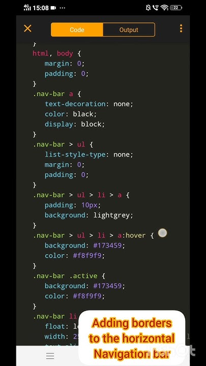 Adding bordered to the horizontal navigation bar#css3course #csstutorialscool - YouTube