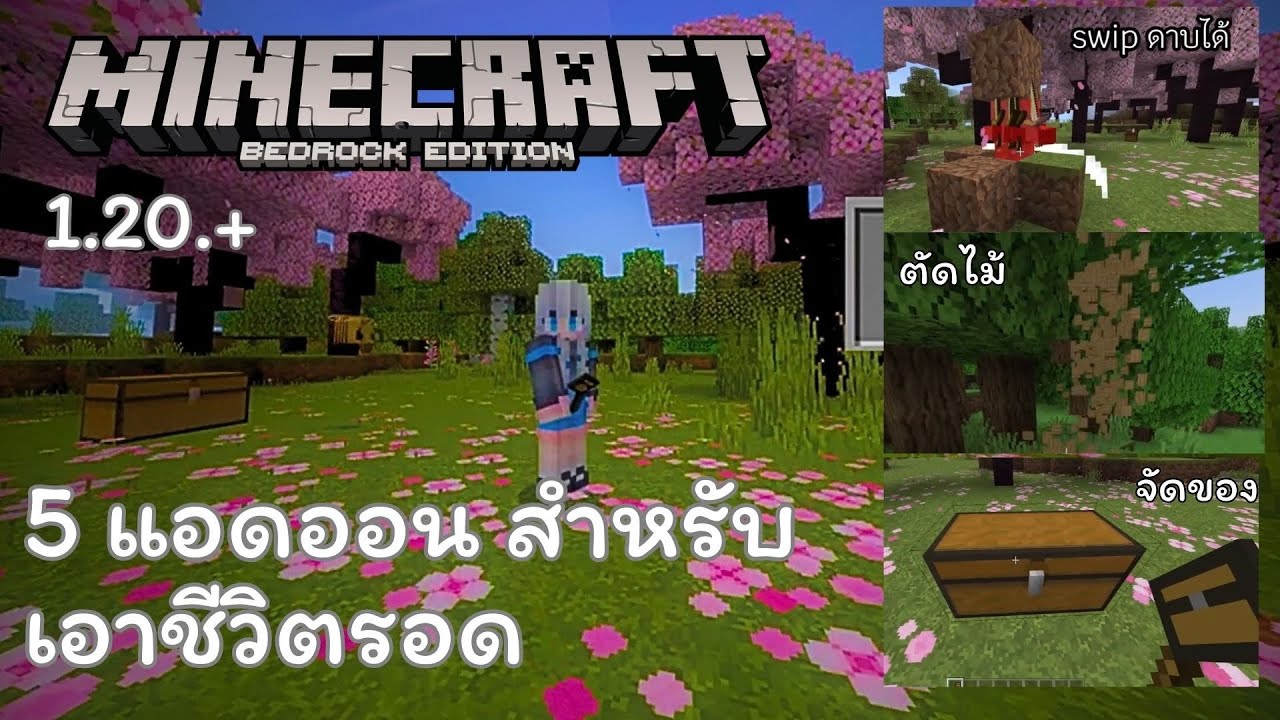 5 แอดออนสำหรับเอาชีวิตรอด MCBE 1.20.1 - YouTube