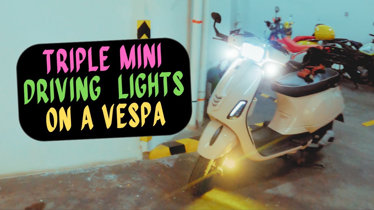 Vespa S125 | Aux Lights / MDL (Mini Driving Lights) from Motozone - YouTube
