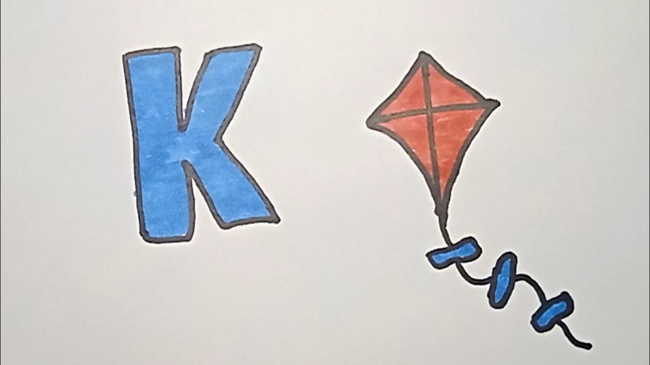 Letter K With Kite Drawing For Kids - YouTube