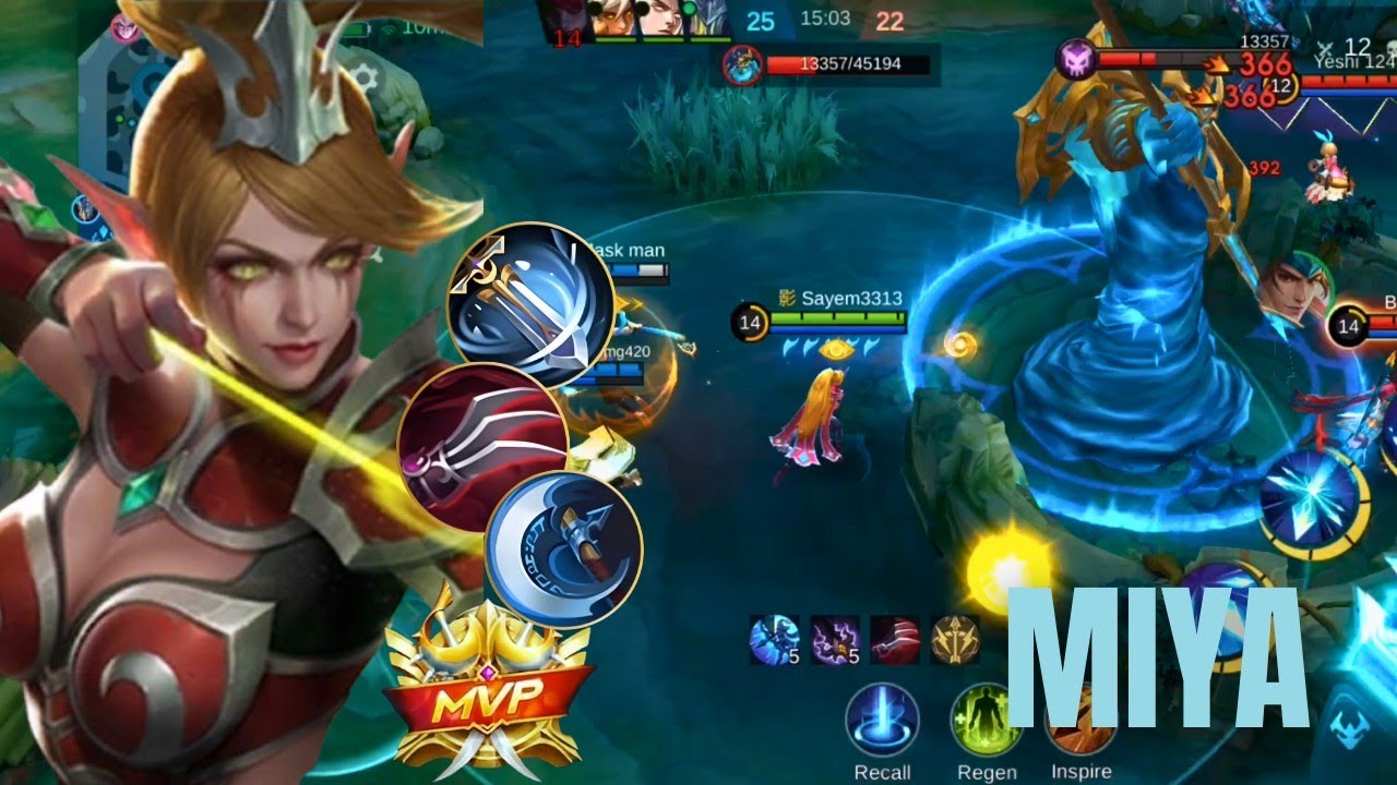 MLBB Miya Gameplay - late game demon. 16 kills almost MANIAC!! - YouTube