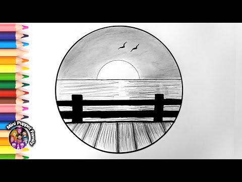 Kolay Karakalem Manzara Resmi Çizimi - Karakalem Çizimleri Kolay - Pencil Drawings Easy - Landscape