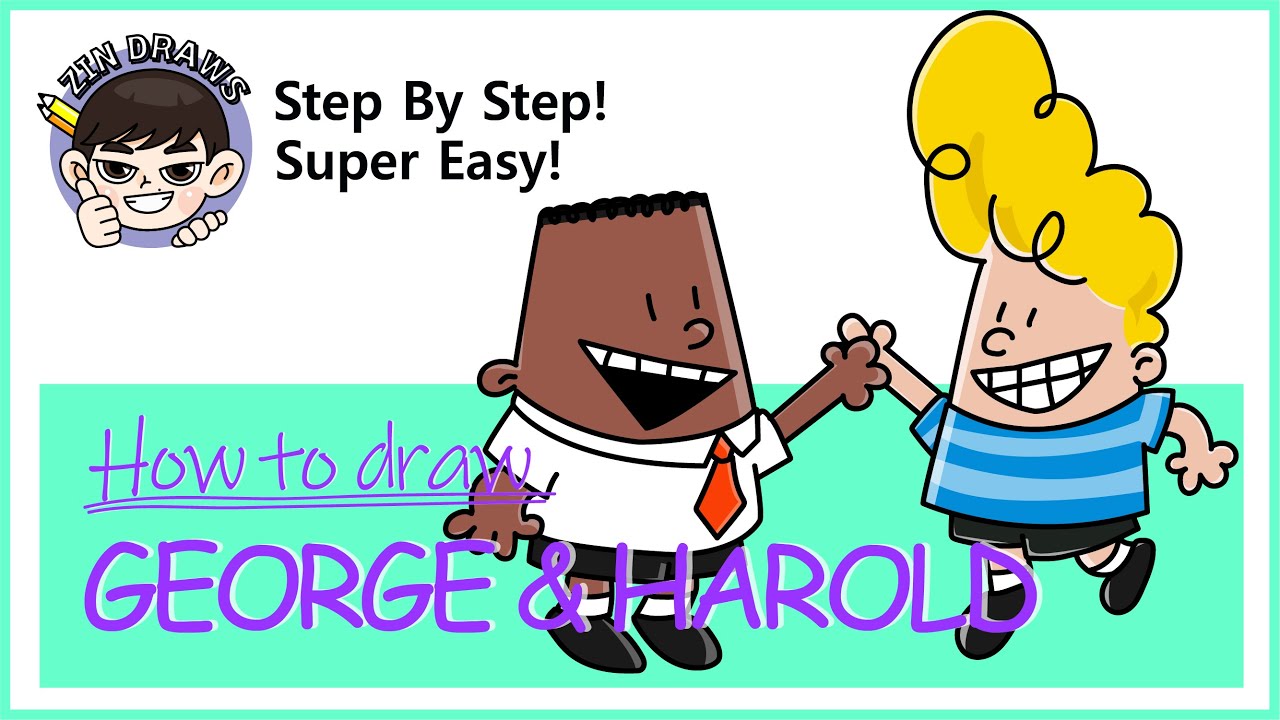 How to draw George and Harold (from Captain Underpants) step by step ...