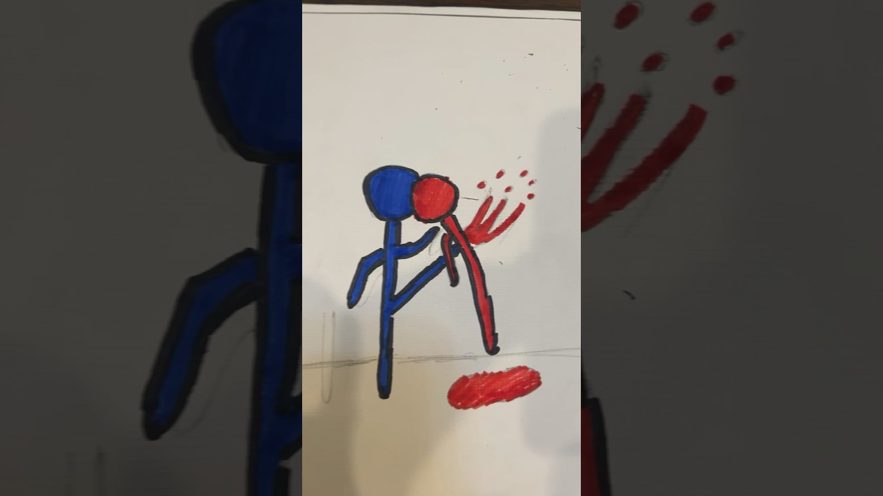 Red vs Blue Stickman Fight Drawing!#shorts #stickman #drawing # ...