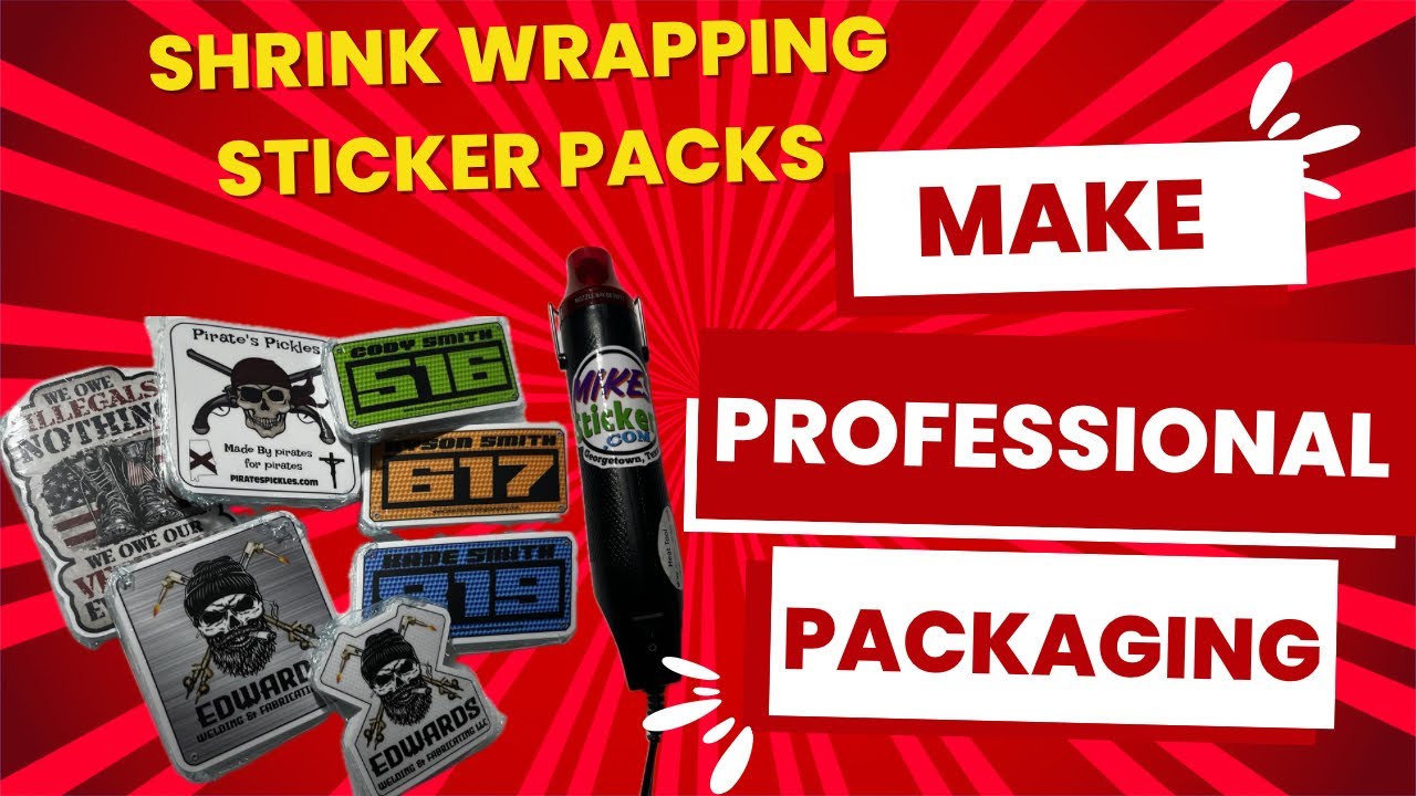 Shrink wrapping small packs of stickers - YouTube