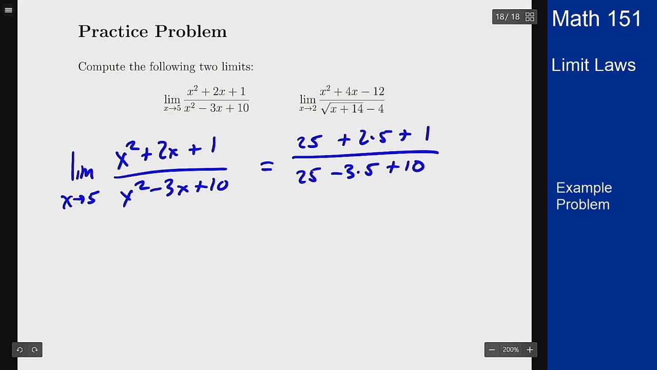 Calculus 1 Example Problem Evaluating Limits YouTube