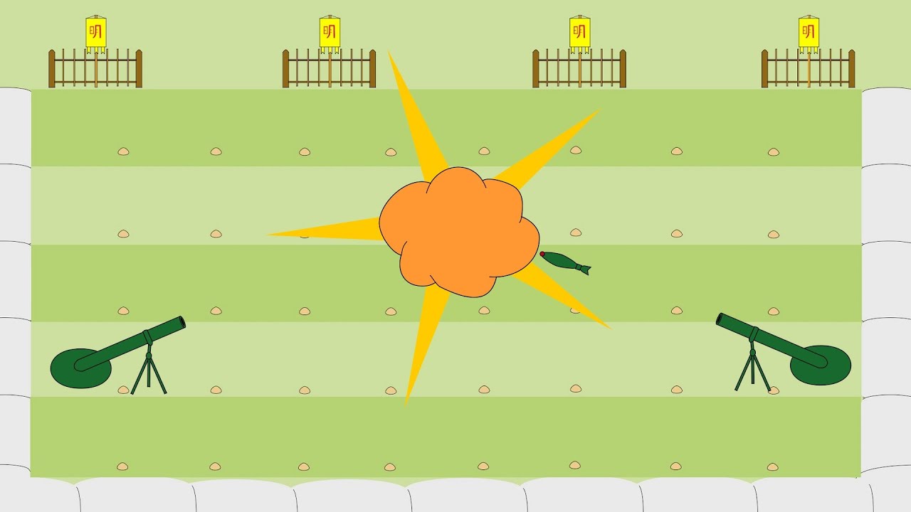 Draw an animation of two mortars firing at each other.moho - YouTube