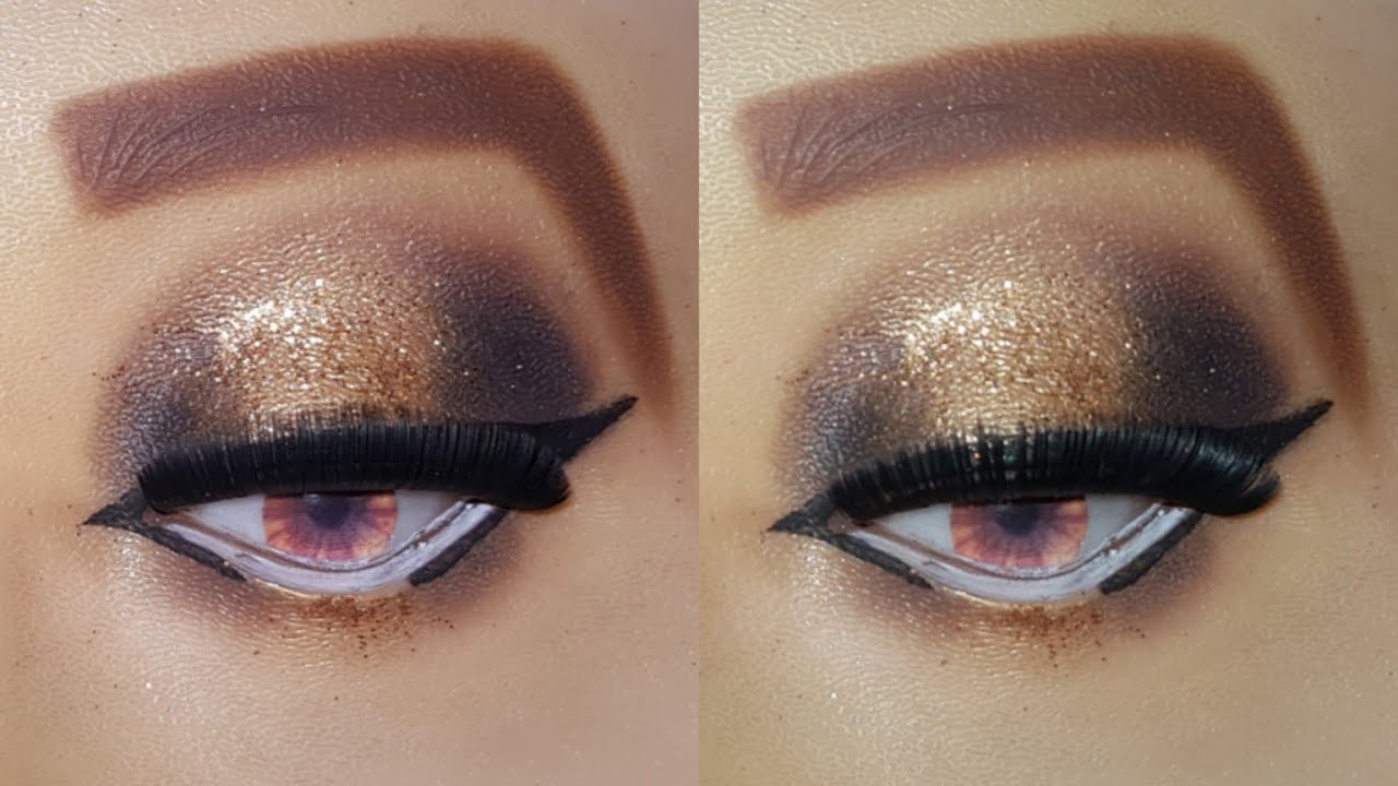 How to Beautiful Party Glitter Smokey Eye Makeup Tutorial - YouTube