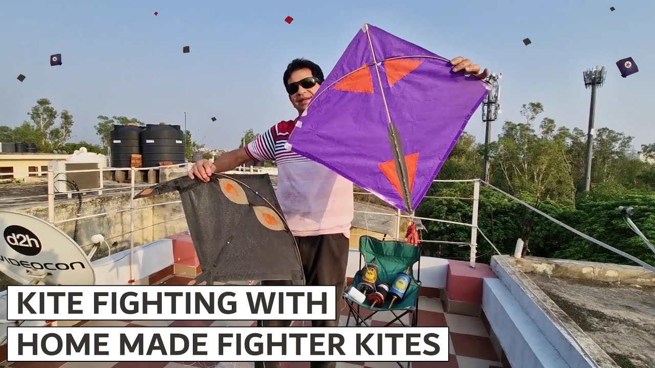 💪 Kite Fighting With My Home Made Fighter Kites / Kites Vlogs - YouTube